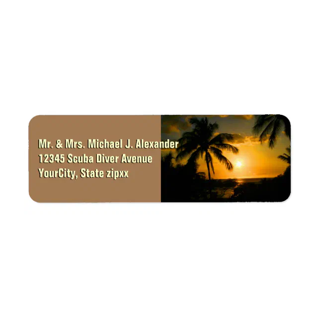 Tropical Beach Palm Trees Label | Zazzle
