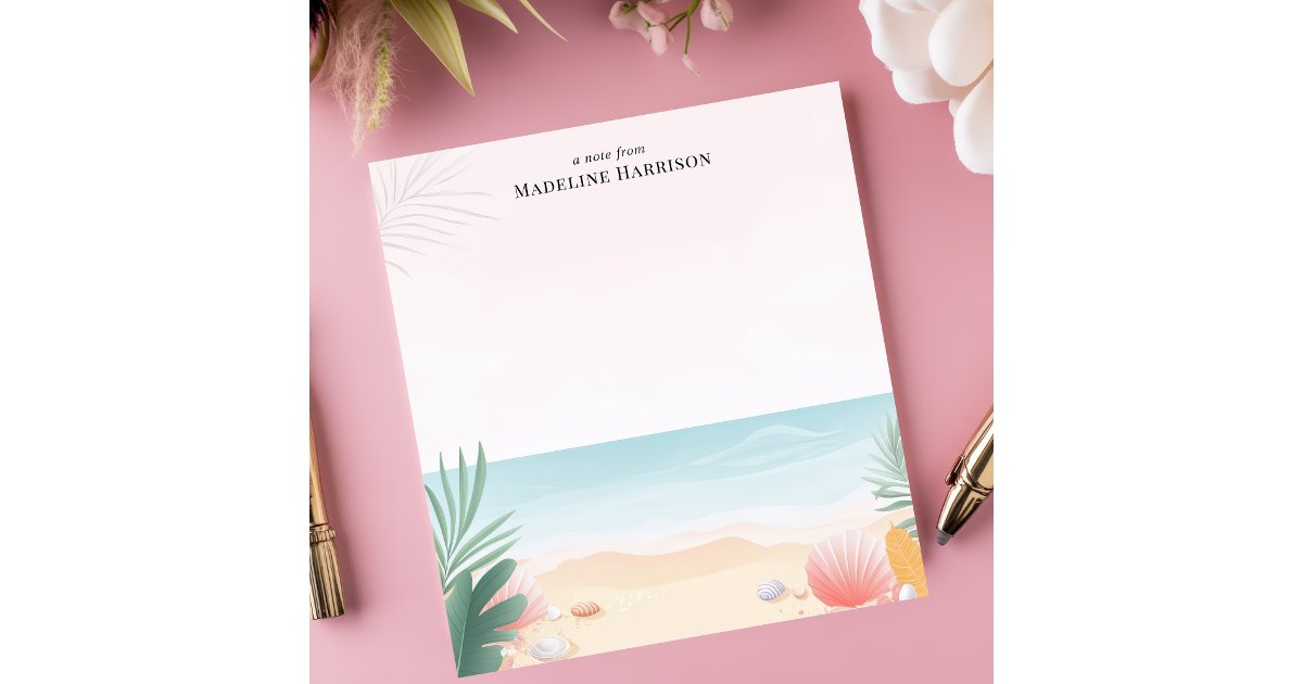 Tropical Beach Palm Trees Ocean Personalized Name Notepad | Zazzle