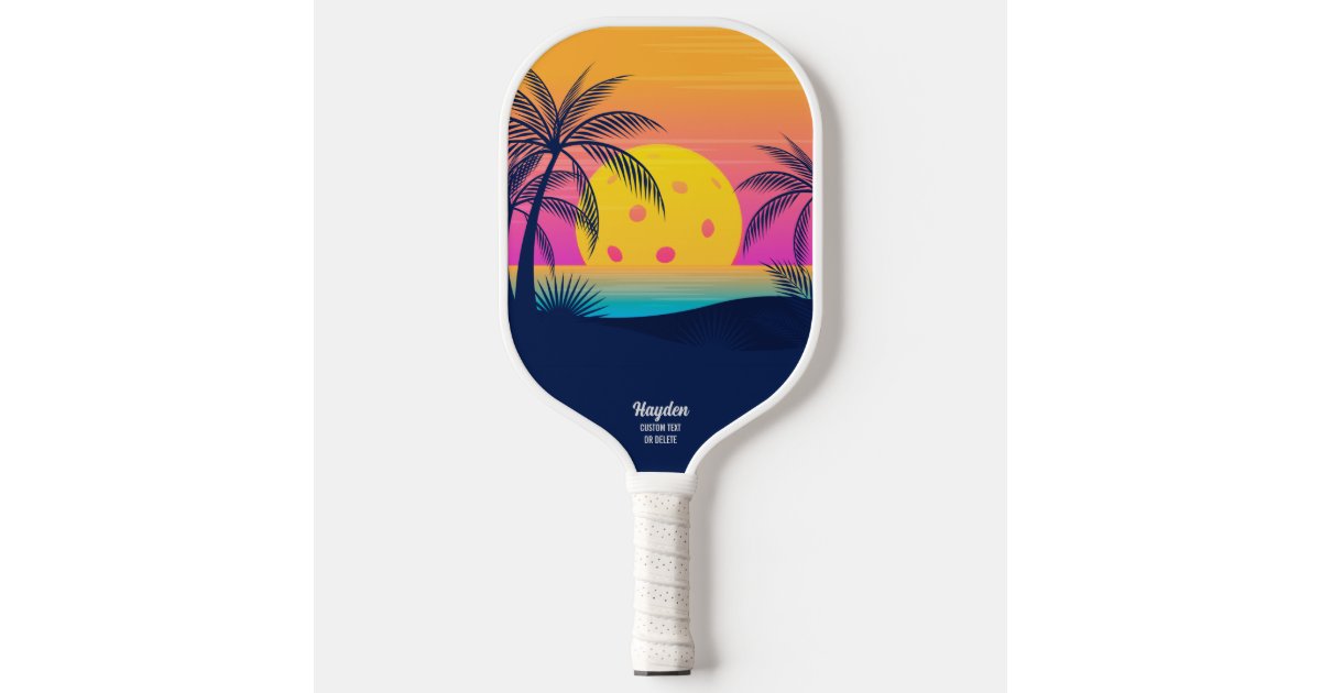 Tropical Beach Palm Trees Pickleball Sun Custom Pickleball Paddle | Zazzle