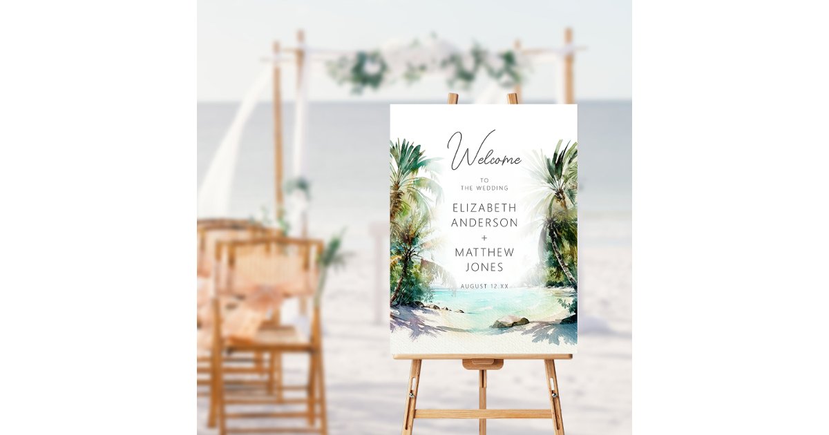 Tropical Beach Palm Trees Welcome Foam Board | Zazzle
