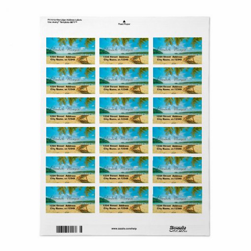 Tropical Beach,Palms,Chair,Relax Label | Zazzle