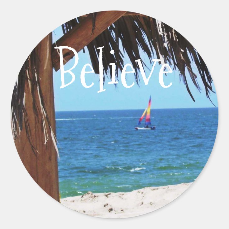 Tropical Beach Paradise Classic Round Sticker | Zazzle