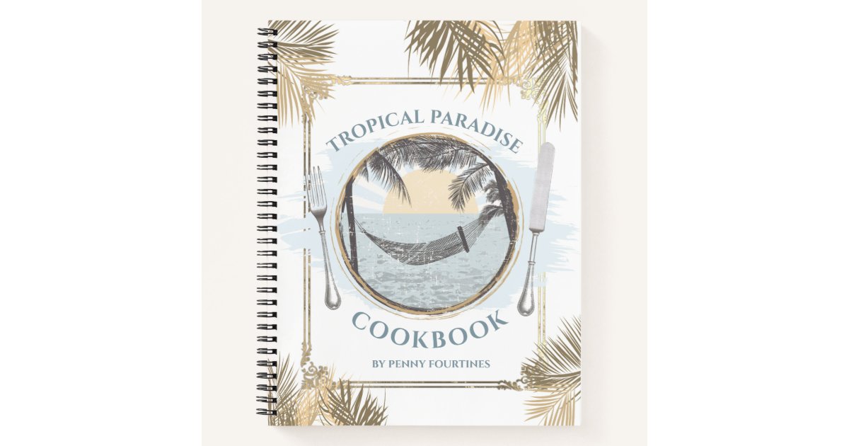 Tropical beach personal cookbook recipe notebook | Zazzle