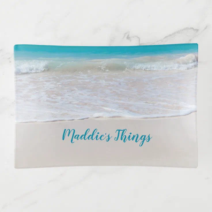 Tropical Beach Personalized Trinket Tray | Zazzle