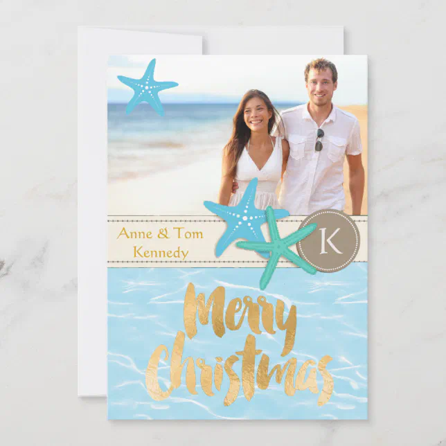 Tropical Beach Photo Christmas Card | Zazzle