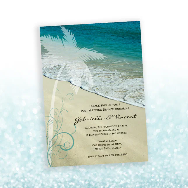 Tropical Beach Post Wedding Brunch Invitation | Zazzle