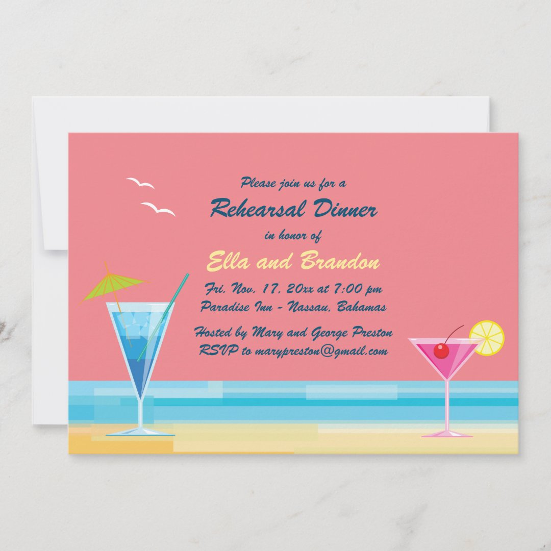 Tropical Beach Rehearsal Dinner Invitation | Zazzle