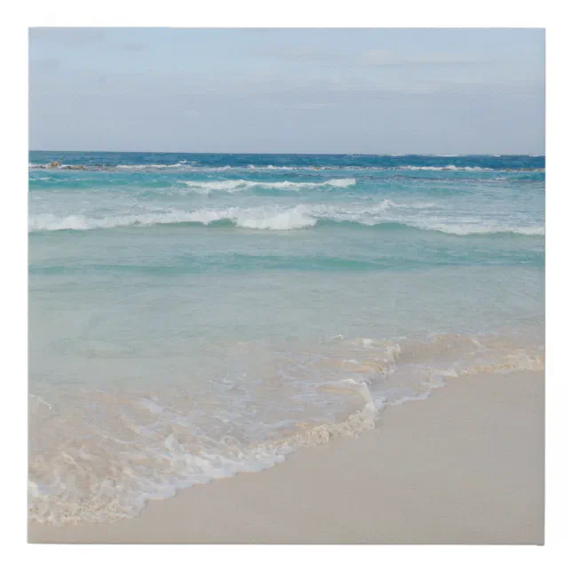 Tropical Beach Relaxing Aqua Ocean Scene Faux Canvas Print | Zazzle