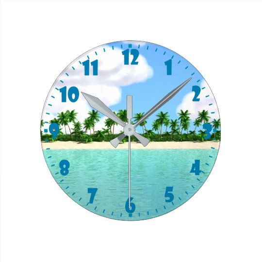 Tropical Beach Round Clock | Zazzle.com