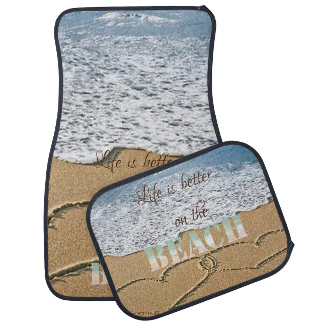 Tropical Beach, Sand, Hearts Car Floor Mat | Zazzle