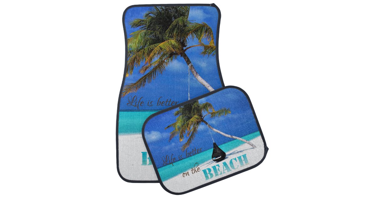 Tropical Beach, Sand, Palm Car Floor Mat | Zazzle