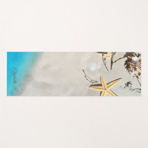 Tropical Beach,Sand,Seashell,Seastar- Personalized Yoga Mat | Zazzle