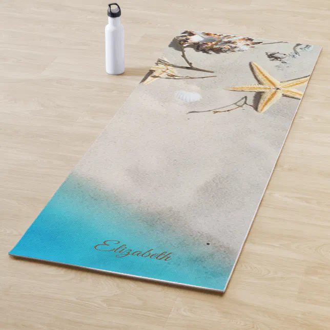 Tropical Beach,Sand,Seashell,Seastar- Personalized Yoga Mat | Zazzle
