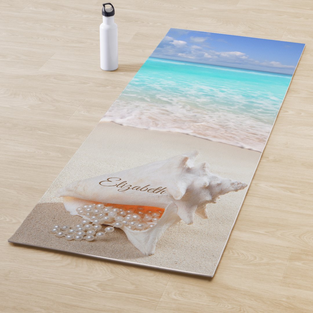 Tropical Beach, Sand Seashell Yoga Mat | Zazzle