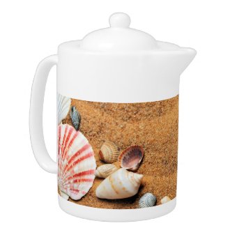 Tropical Beach Sand Seashells Teapot | Zazzle