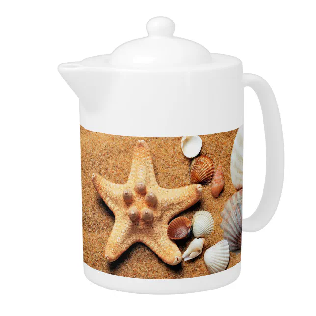 Tropical Beach Sand Seashells Teapot | Zazzle