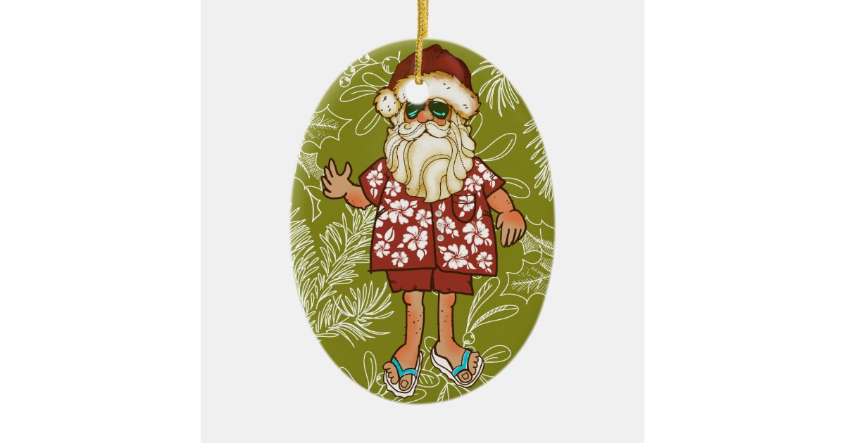 Tropical Beach Santa Christmas Ornament | Zazzle