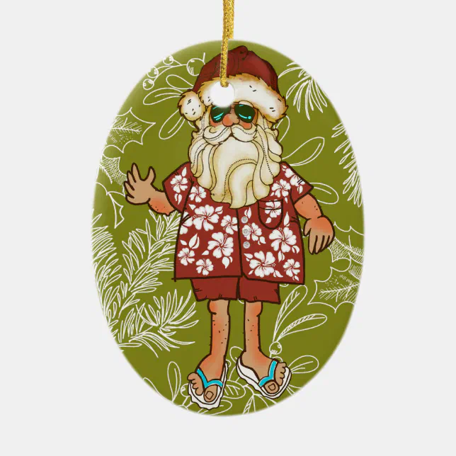 Tropical Beach Santa Christmas Ornament | Zazzle