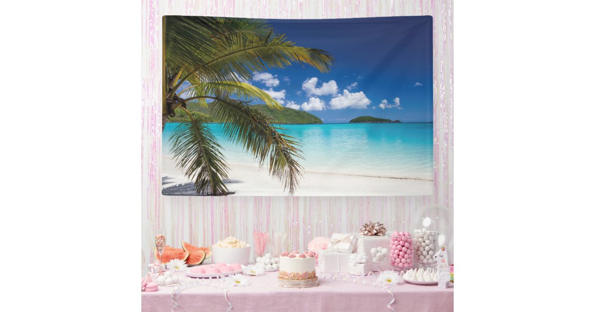 Tropical Beach Scene Banner | Zazzle
