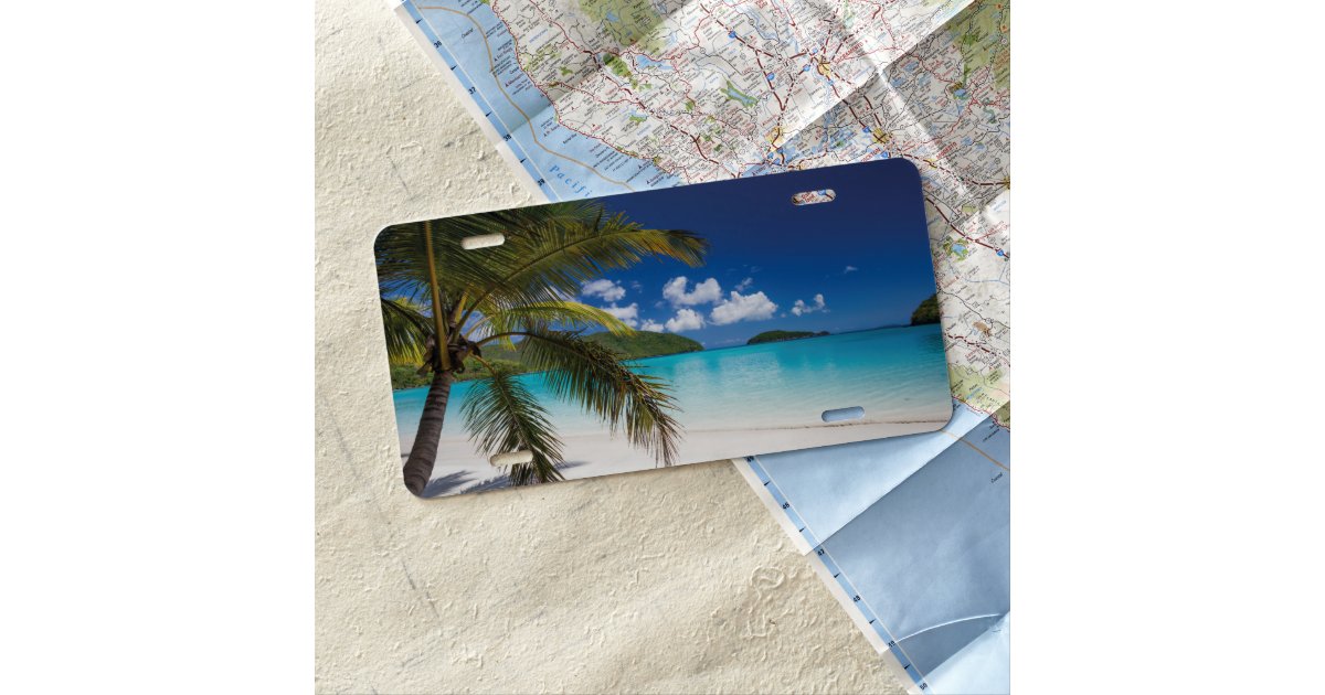 Tropical Beach Scene License Plate | Zazzle