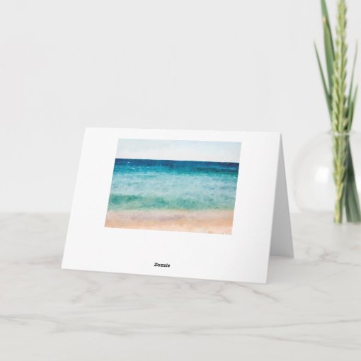 tropical beach scene love and thanks thank you card | Zazzle
