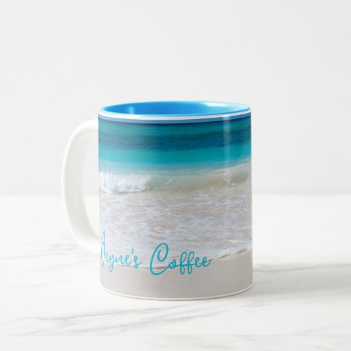 Tropical Beach Scene Personalized Coffee Mug | Zazzle