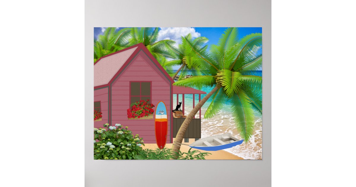 Tropical Beach Scene Poster | Zazzle