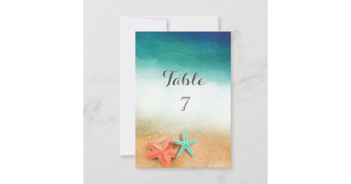 Tropical Beach Sea fish Table Card | Zazzle