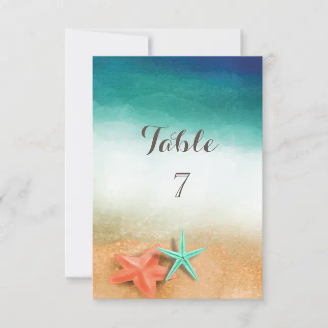 Tropical Beach Sea fish Table Card | Zazzle