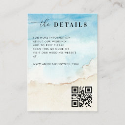 Tropical Beach Sea Ocean QR Code Details Wedding Enclosure Card | Zazzle