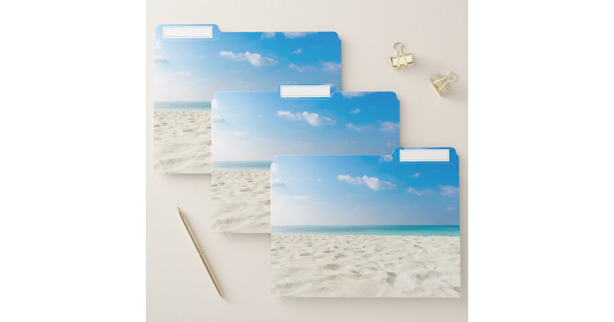 Tropical Beach Sea Sand Sky & Summer Day File Folder | Zazzle