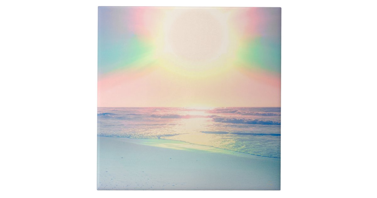 Tropical Beach Sea Sun Colorful Summer Ceramic Tile | Zazzle