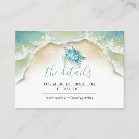 Tropical Beach Sea Turtle Website Wedding Enclosure Card | Zazzle.com