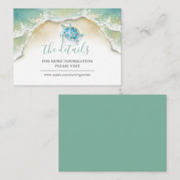 Tropical Beach Sea Turtle Website Wedding Enclosure Card | Zazzle
