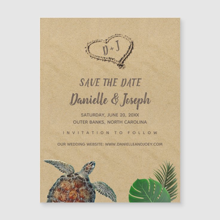 Tropical Beach Sea Turtle Wedding Save the Date | Zazzle
