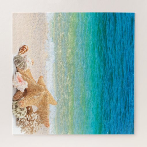 Tropical Beach Seashells Seastar Jigsaw Puzzle | Zazzle