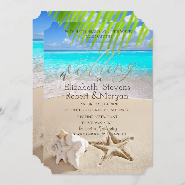 Tropical Beach,Seastar,Seashell Invitation | Zazzle