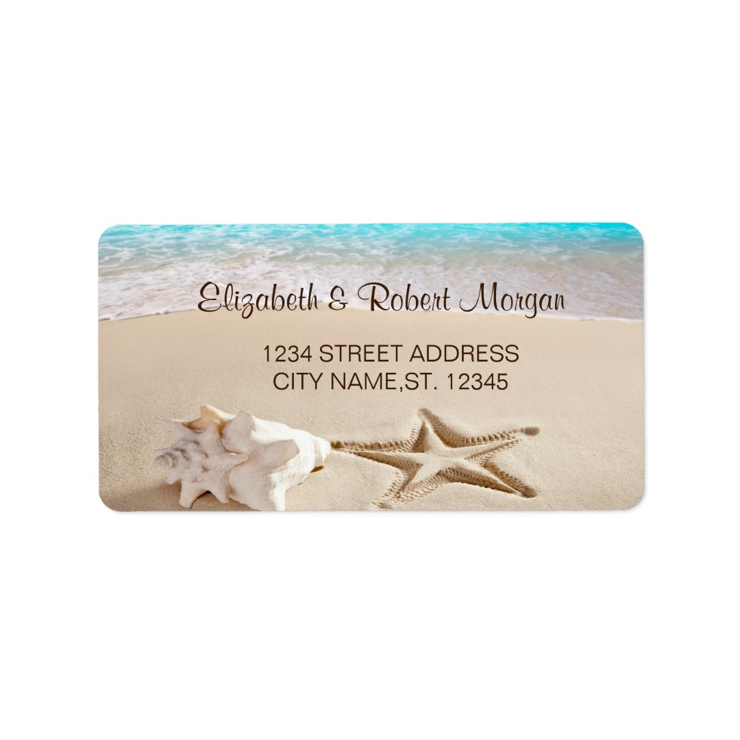Tropical Beach,Seastar,Seashell Wedding Label | Zazzle