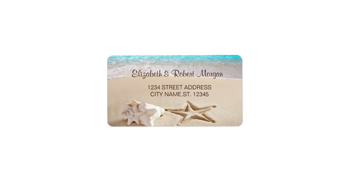 Tropical Beach,Seastar,Seashell Wedding Label | Zazzle