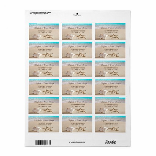 Tropical Beach,Seastar,Seashell Wedding Label | Zazzle