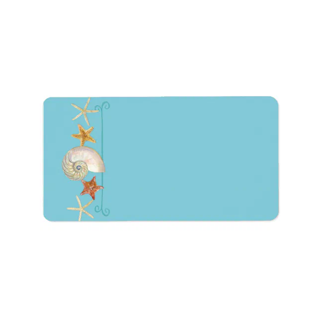 Tropical Beach Shells Starfish Nautilus Summer Label | Zazzle