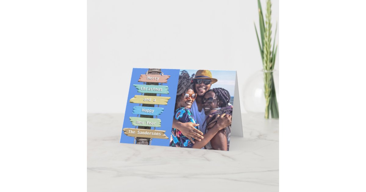 Tropical Beach Sign Photo Christmas Holiday | Zazzle
