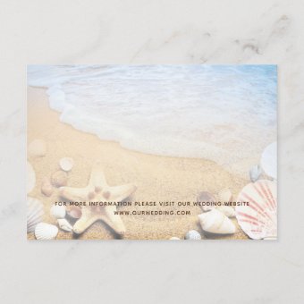Tropical Beach Starfish Wedding Reception Card | Zazzle