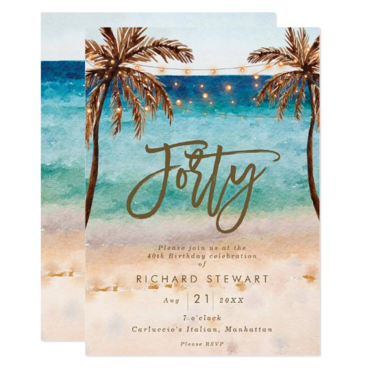 tropical beach summer 40th birthday party invitation | Zazzle.com tropical beach summer 40th birthday party invitation | Zazzle.com