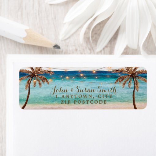 tropical beach summer return address labels | Zazzle
