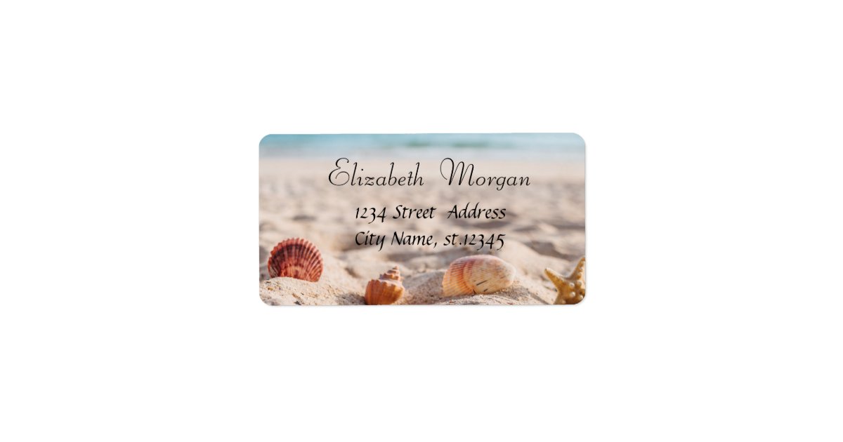 Tropical Beach,Summer, Sand,Seashells Label | Zazzle