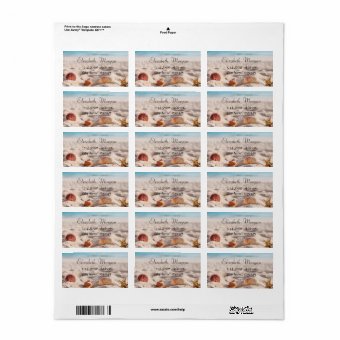 Tropical Beach,Summer, Sand,Seashells Label | Zazzle