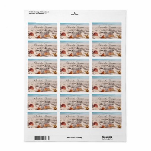 Tropical Beach,Summer, Sand,Seashells Label | Zazzle