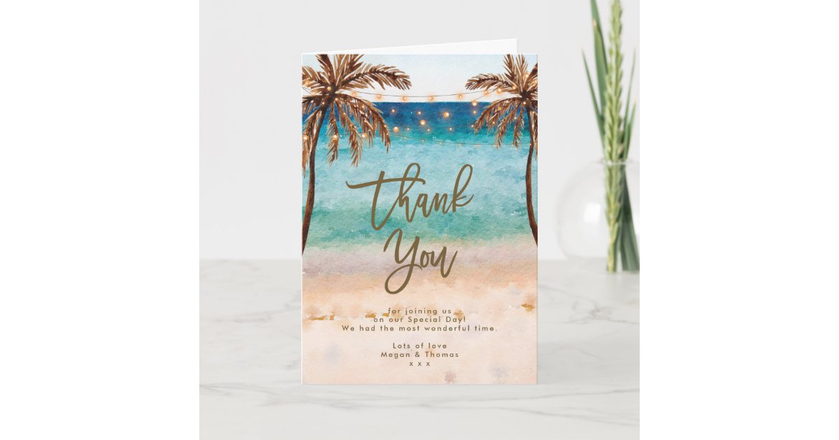 tropical beach summer thank you card | Zazzle