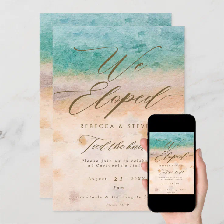 tropical beach summer we eloped invitation | Zazzle